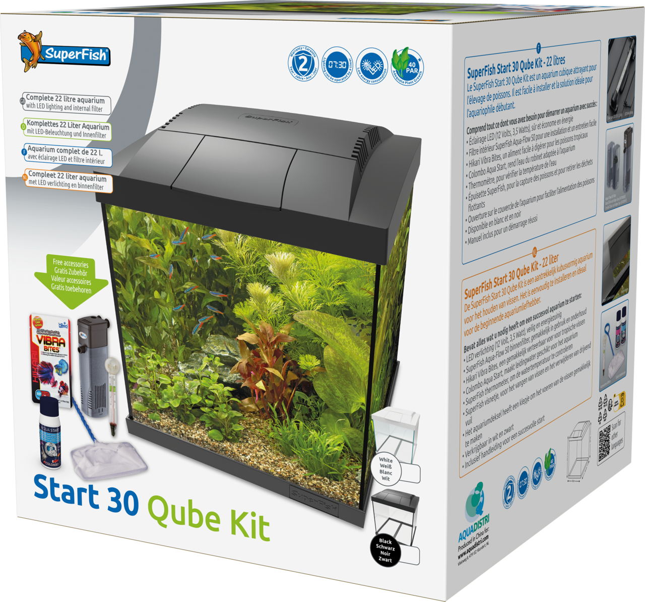 Superfish Start 30 Qube Kit Complete Aquarium Set Fish Tank ...