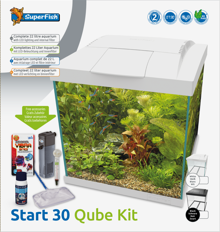 Superfish Start 30 Qube Kit Complete Aquarium Set Fish Tank ...