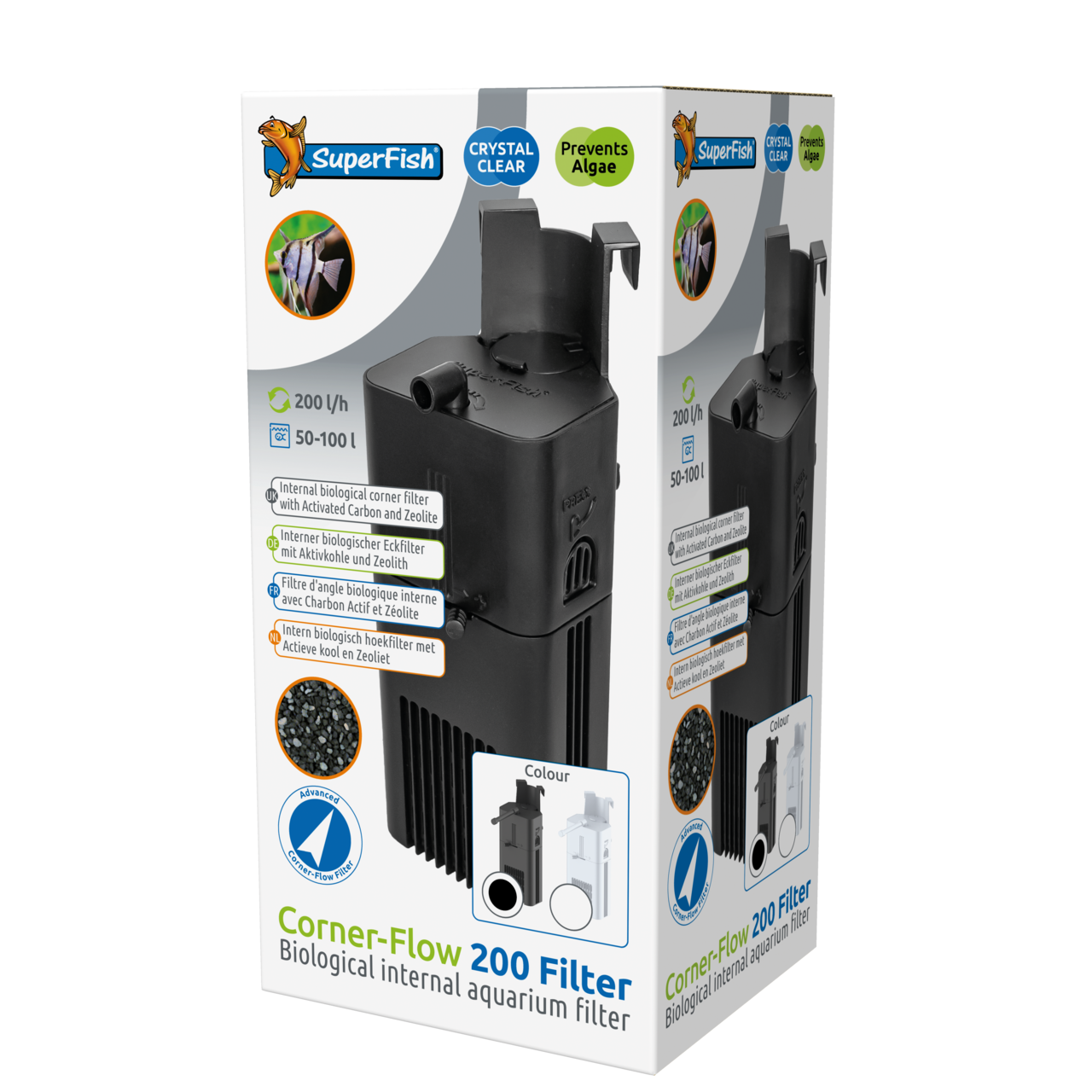 Superfish Corner Flow 200 Filter Internal Corner Filter for Aquariums ...